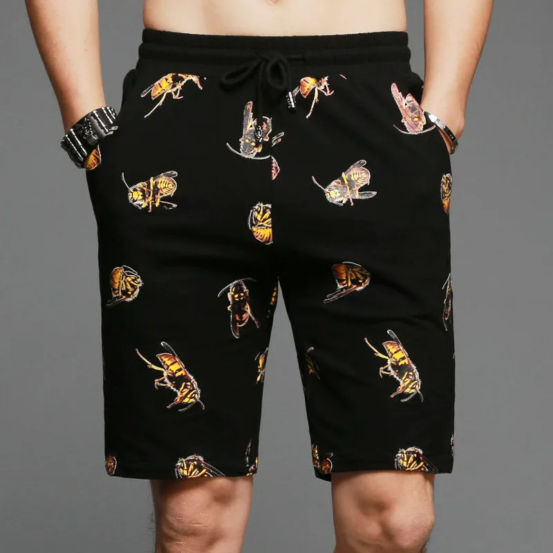 Summer Casual Printing Mens Shorts Fashion Print Bee Pattern Men Shorts ...