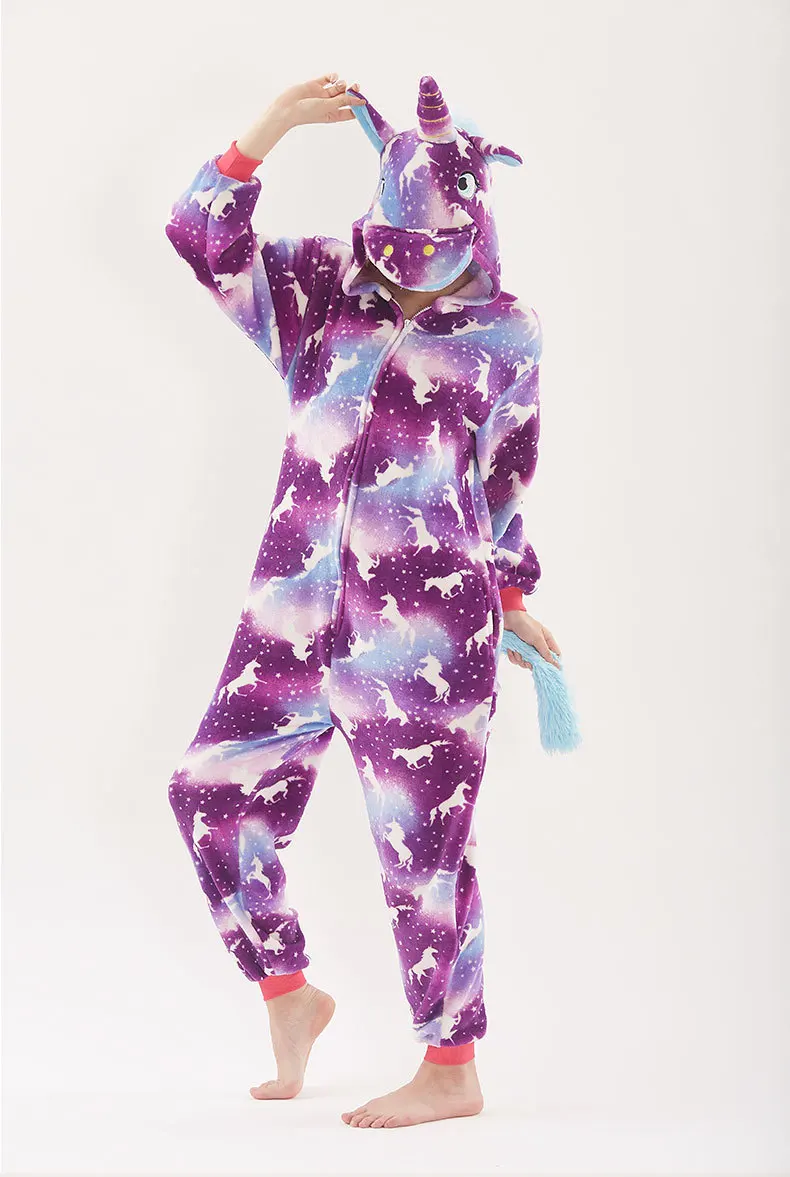 Winter Pink Pajamas Suit Cartoon Pajamas Flannel Female Pajamas Animal ...