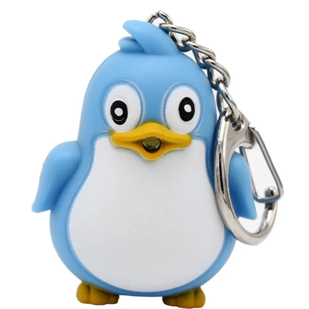 1 Pc Fab Cute Animal Penguin LED Light With Sound Key Chain Keyring ...
