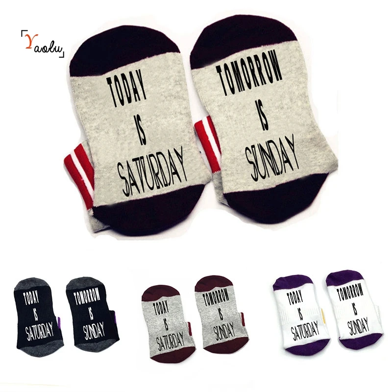 Today is Saturday is Sunday sock cotton unisex Sock Slippers ankle ...