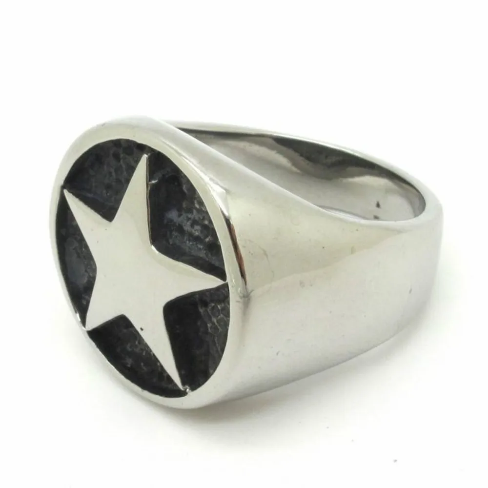Size 8 13 Wholesale Pentacle Five Star Ring Man's 316L Stainless Steel ...