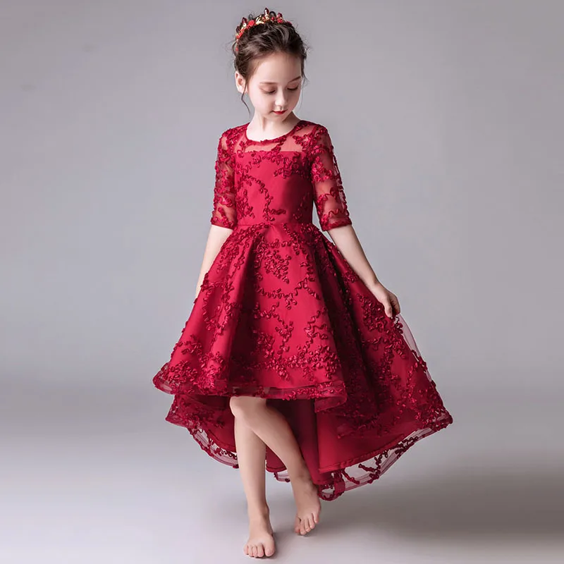 Vestidos de flores para niña, vestido de noche de princesa, corto, frontal, largo, trasero, para ...