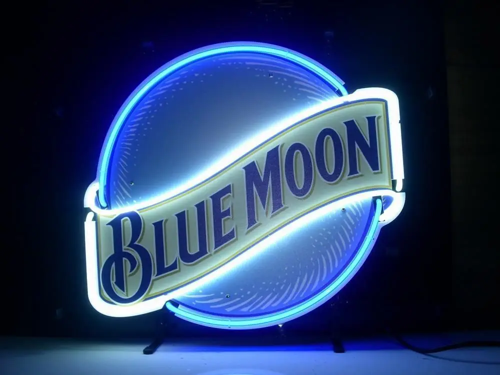 17"x14" Blue Moon Bar Beer Pub Store Garage Display Neon Light Sign ...