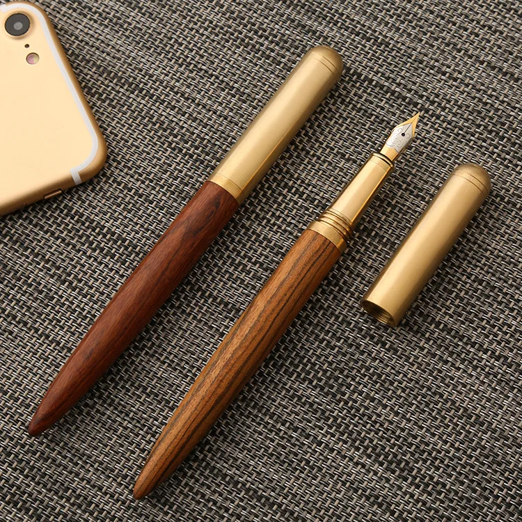 Aliexpress Buy Luxury Vintage Wood Fountain Pen With Gold Cap 