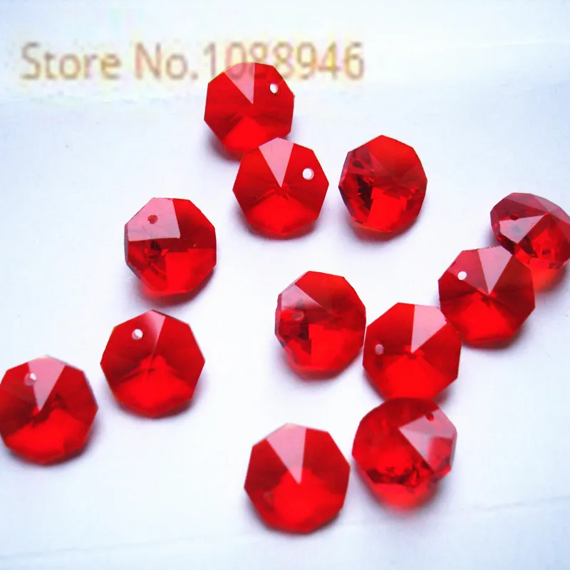 Red Color 14mm Crystal Octagon Beads In One Hole , Freeshipping, Glass ...