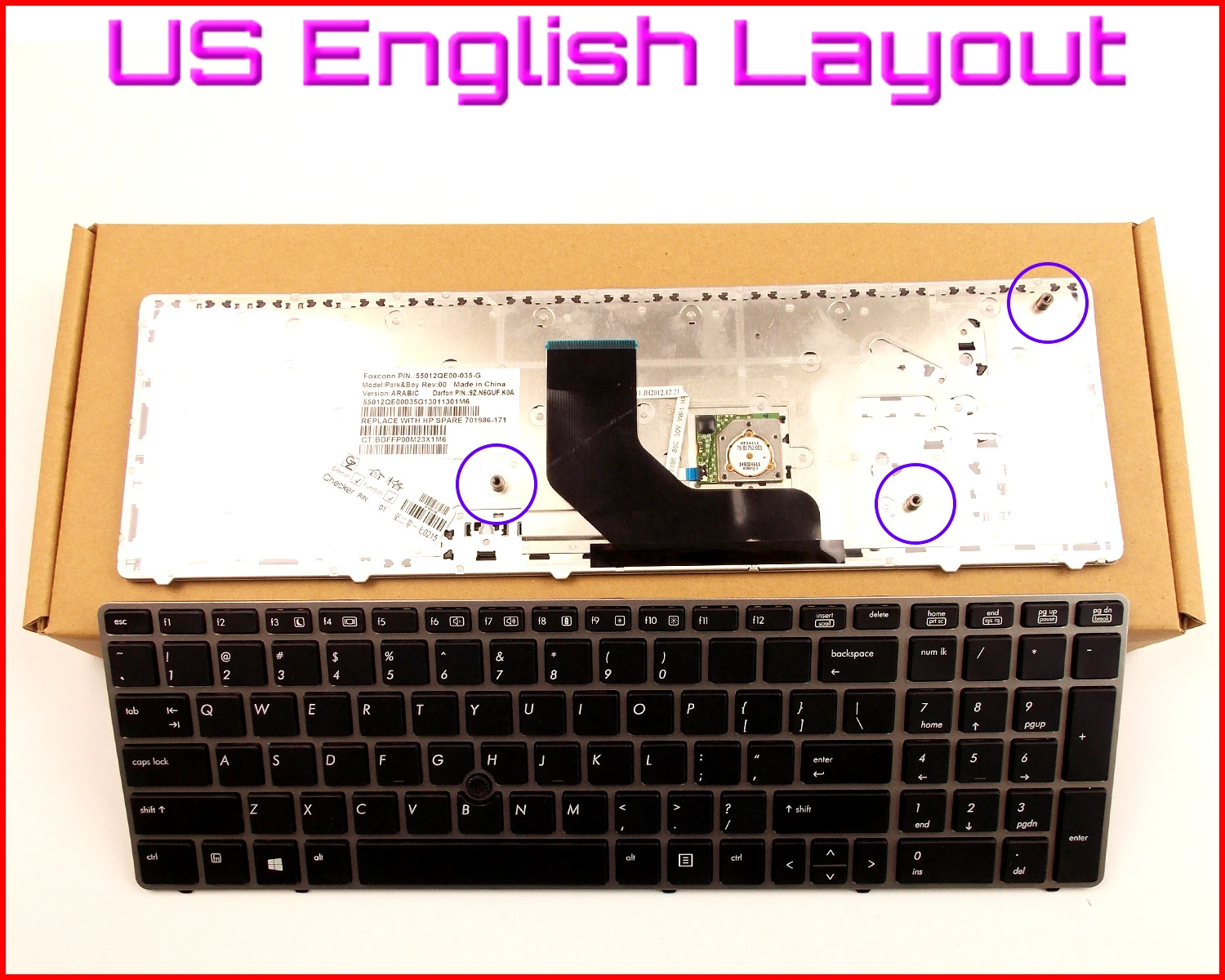 New Keyboard US English Version for HP ProBook 6560B 6565B 6570B 8560B ...