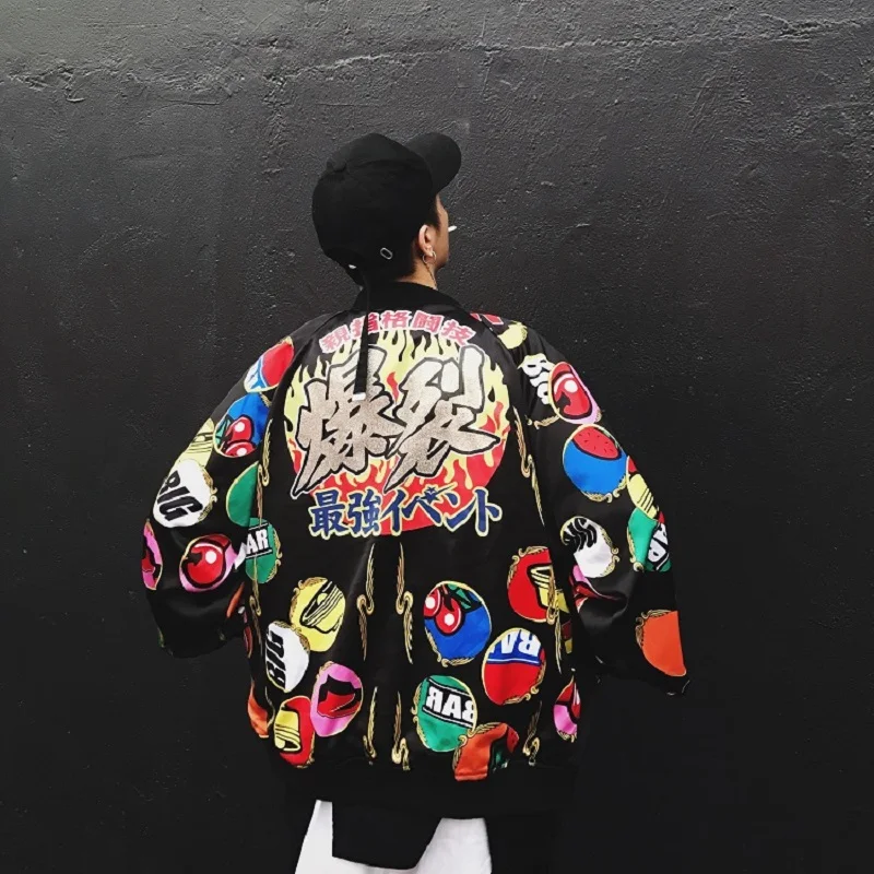 Высокая уличная женская черная одежда оверсайз Двухсторонняя куртка хип ...