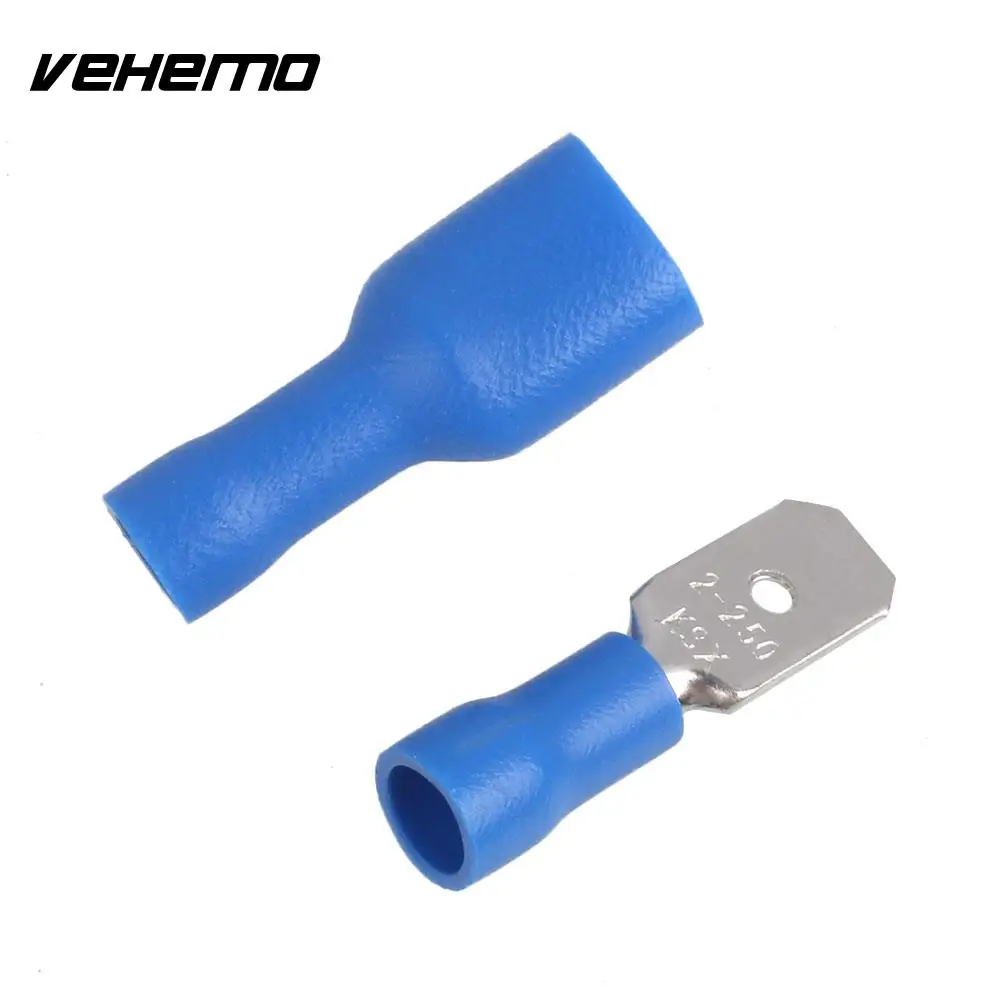 Vehemo 100Pcs Insulated Spade Electrical Crimp Wire Connector ...