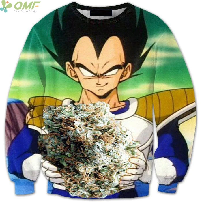 Cartoon Vegeta Print Male Autumn Sweatshirt Long Sleeves Slim Fit ...