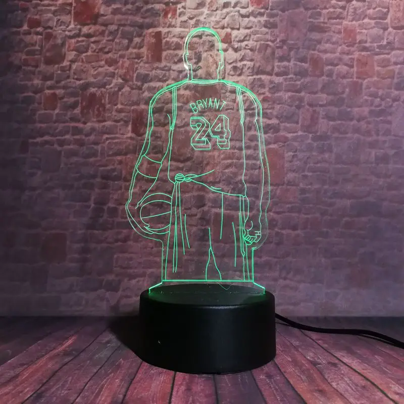 Basketball Kobe Bryant Figure 3D Nightlight Visual Illusion LED 7 ...