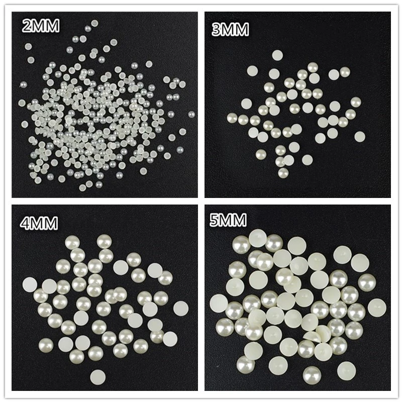 2mm/3mm/4mm/5mm/6mm Diy Half Round Flat Back Beads Abs Imitation Pearls ...