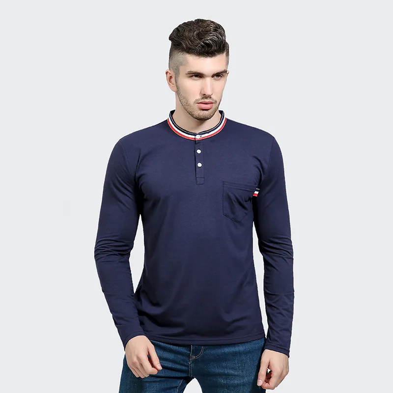 T Shirt Men 2017 Spring Autumn New Cotton T Shirt Men Solid Color