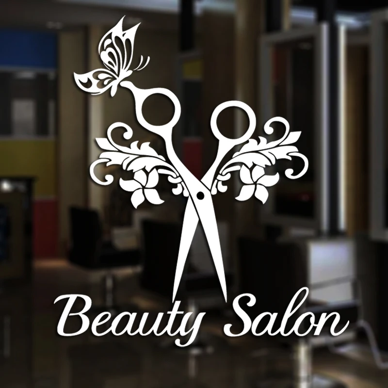 Dctal Barber Shop Sticker Name Scissors Hair Salon Decal Neutral