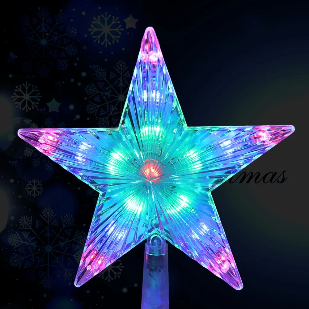 LED Star Light Meteor Five pointed Lamp Christmas Tree Top Lights For ...