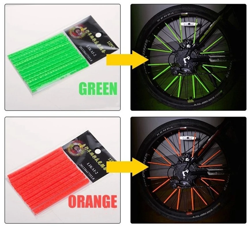 12pcs/pack DIY Bicycle Wheel Rim Reflective Spoke Reflector Mountain ...