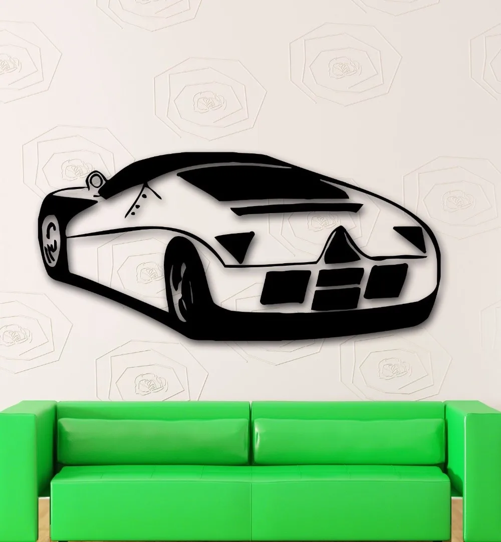 Racing Car Wall Sticker Sport Race Car Garage Mural Art Wall Sticker ...