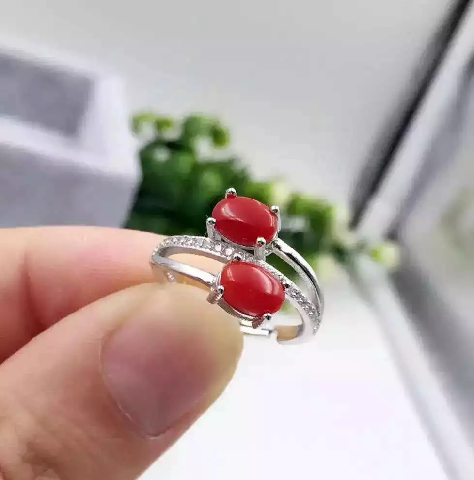 Red Coral Stone Rings