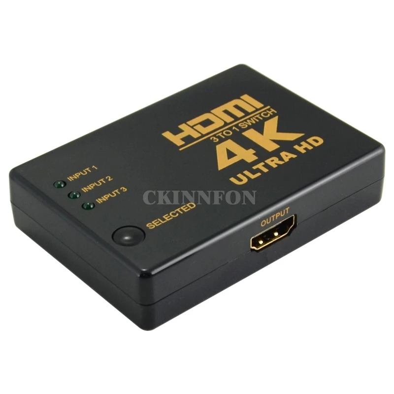 DHL 100PCS 4K*2K HDMI 3in 1out Switch Splitter TV Switcher Box Ultra HD ...