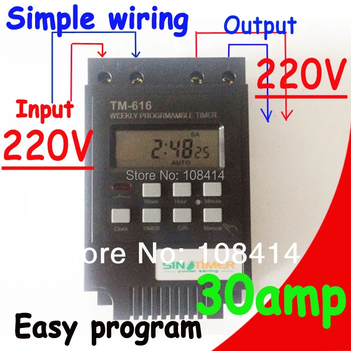 Sinotimer 30amp Control Load 7 Days Programmable Digital Time Switch