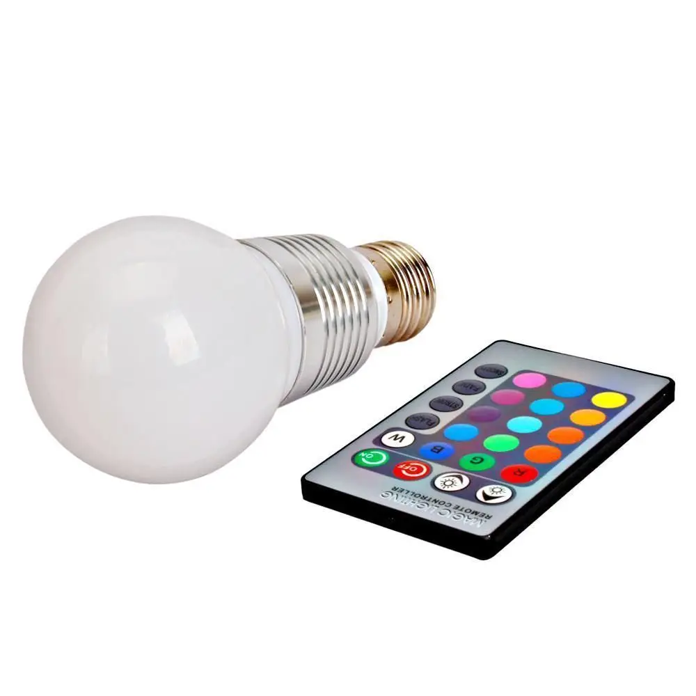 3W E27 RGB LED Light Bulb Lamp 16 Color Changing 85 265V + IR Remote ...