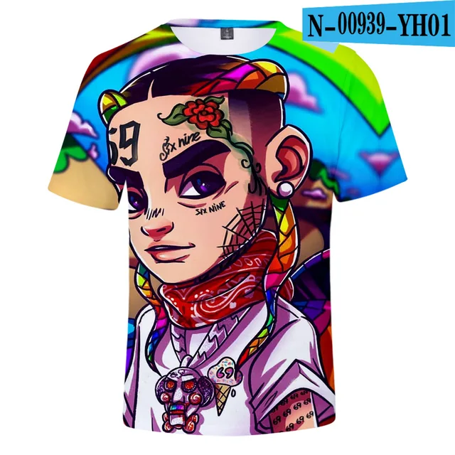 Hip Hop Rapper 69 6ix9ine Tekashi69 3D Printed T-Shirt Women Men Summer ...
