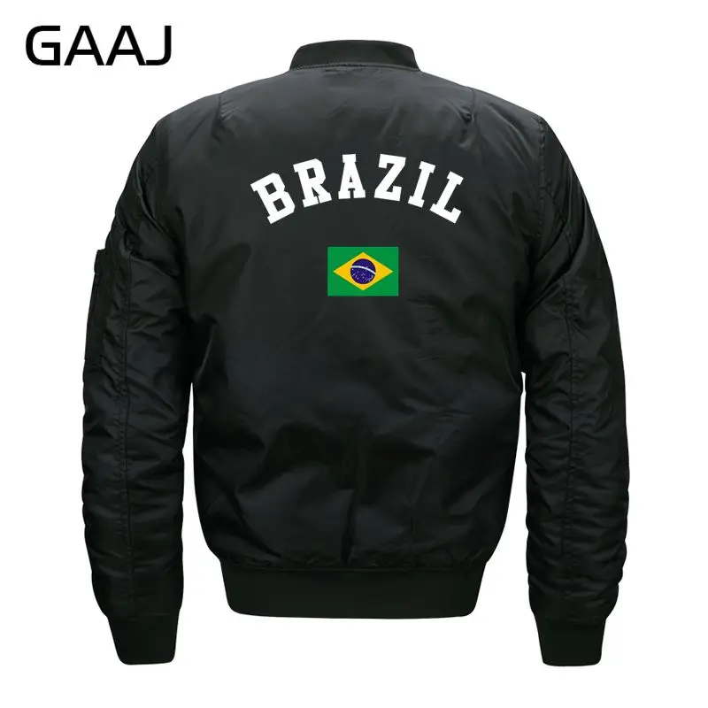 GAAJ Print Brazil Flag Jackets Men Fleece Parka Jacket Windbreaker ...