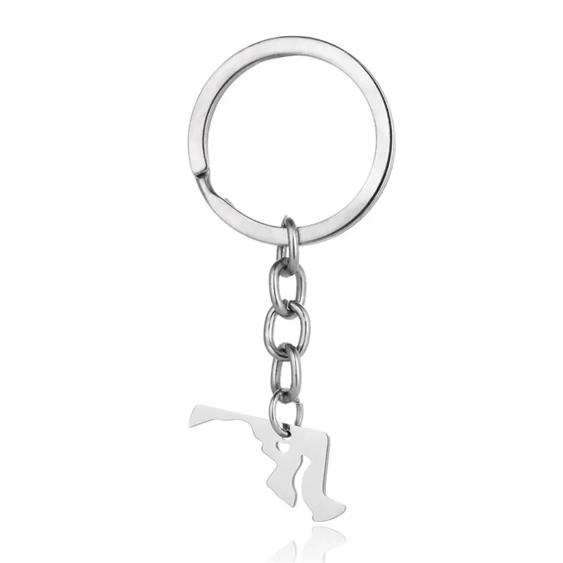 Trendy Maryland Map Keychain Key Ring Stainless Steel Md Map Bag Car ...