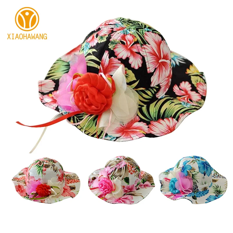 Flower Panama Baby Girls Cap Cotton Floral Children Summer Hat Colorful ...