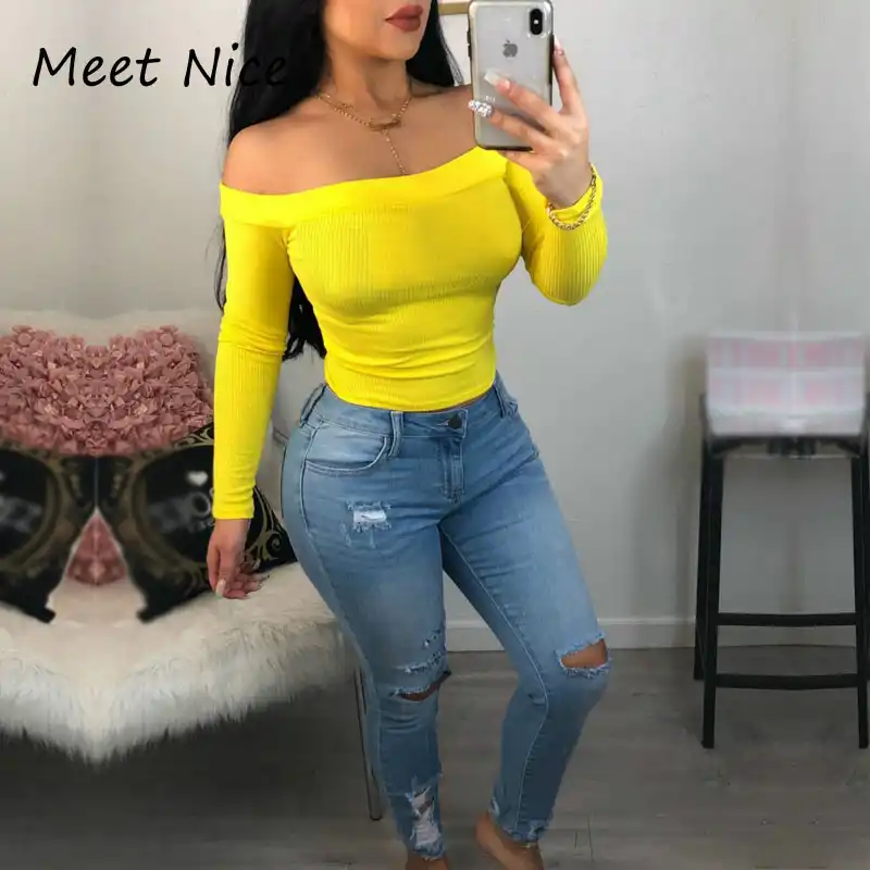 Venta > camiseta manga larga ajustada mujer > en stock