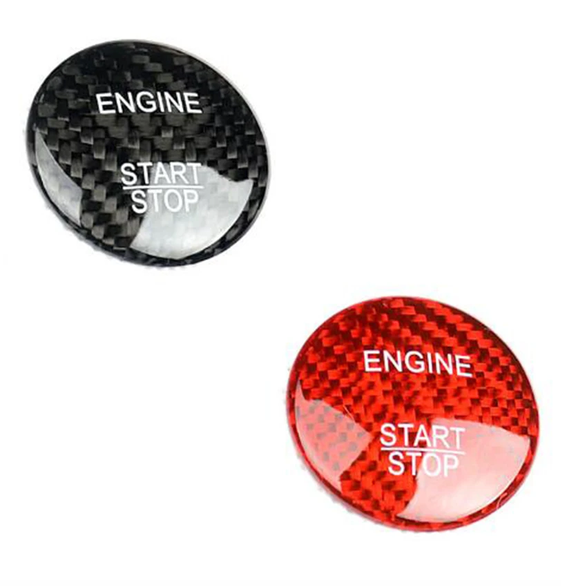 Car styling Real Carbon Fiber Engine Start Stop Button Cover Sticker ...
