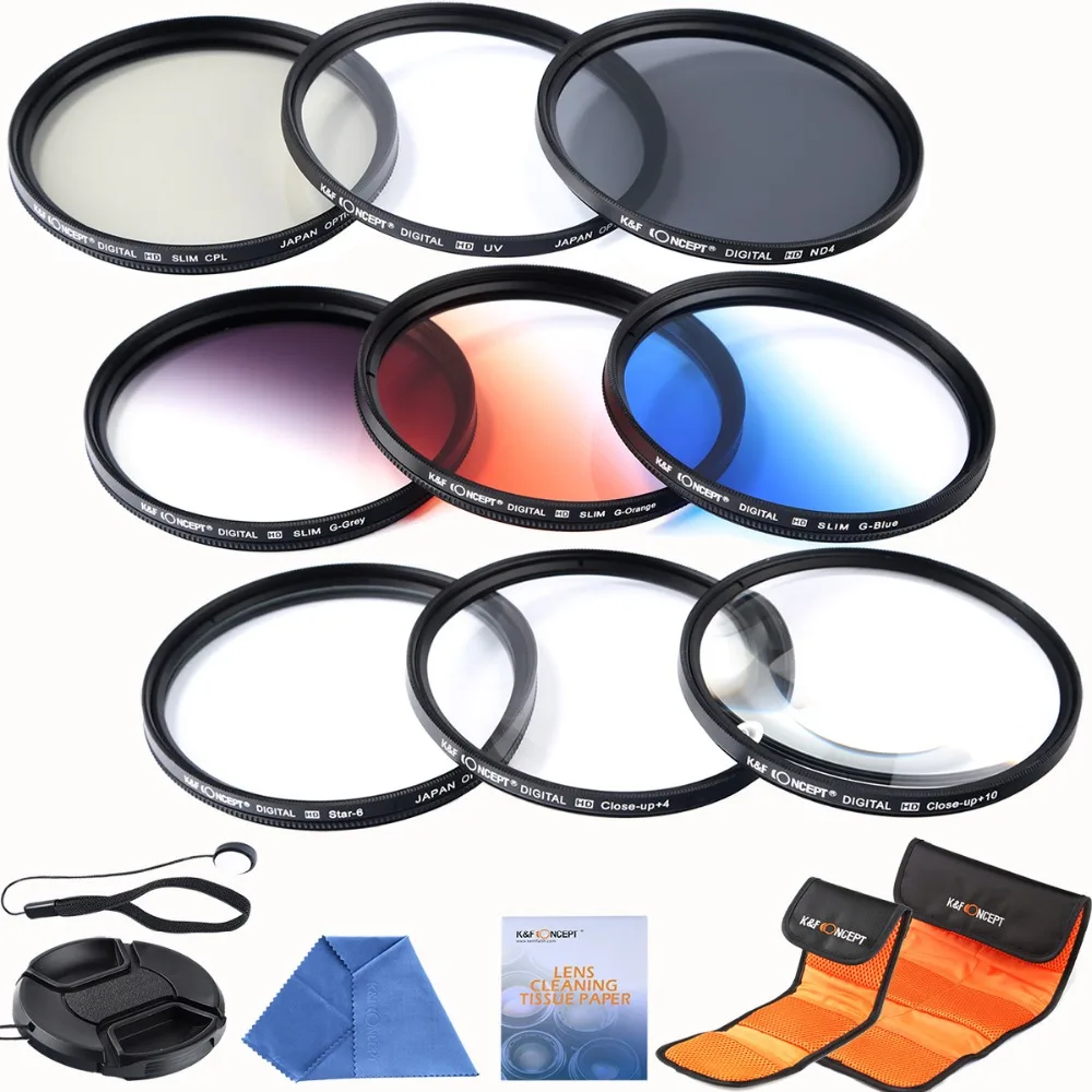 72mm Slim UV CPL FLD ND4 Filter Lens Kit+Slim Orange Grey Graduated ...