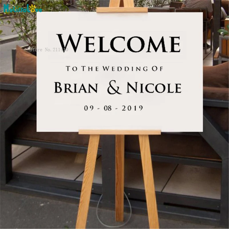 Formal Wedding Sign Sticker Welcome To The Wedding Of Custom Names And ...