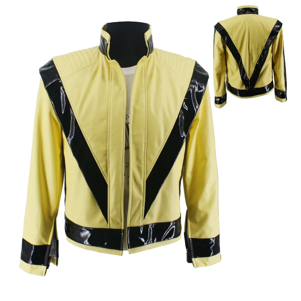 Michael-Joseph-Jackson-Light-Yellow-Open-PU-Classic-Jacket-On-Concert ...