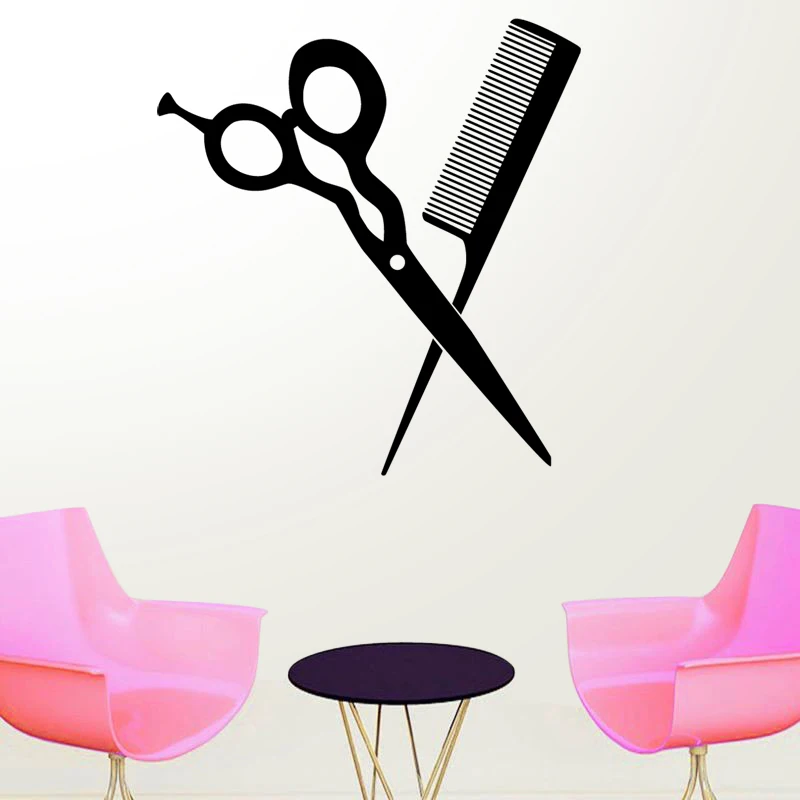 Scissor Hair Salon Sticker Hairdresser Decal Barber Shop Posters Vinyl