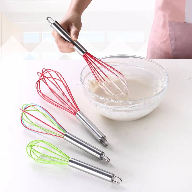 Dehomy Red Metal Egg Blender Stainless Steel Handle Silicone Egg ...