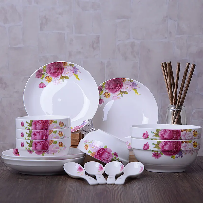 18pcs cutlery set chinese dinner sets ceramic tableware creative dishes ...