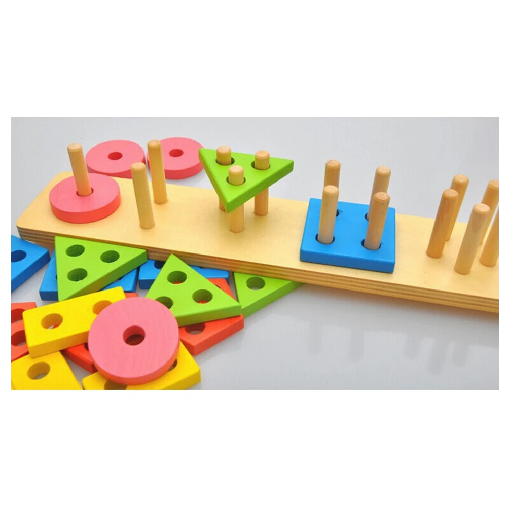 Wooden Montessori Math Shape Sorter Toys 3D Wooden Puzzles Colorful ...