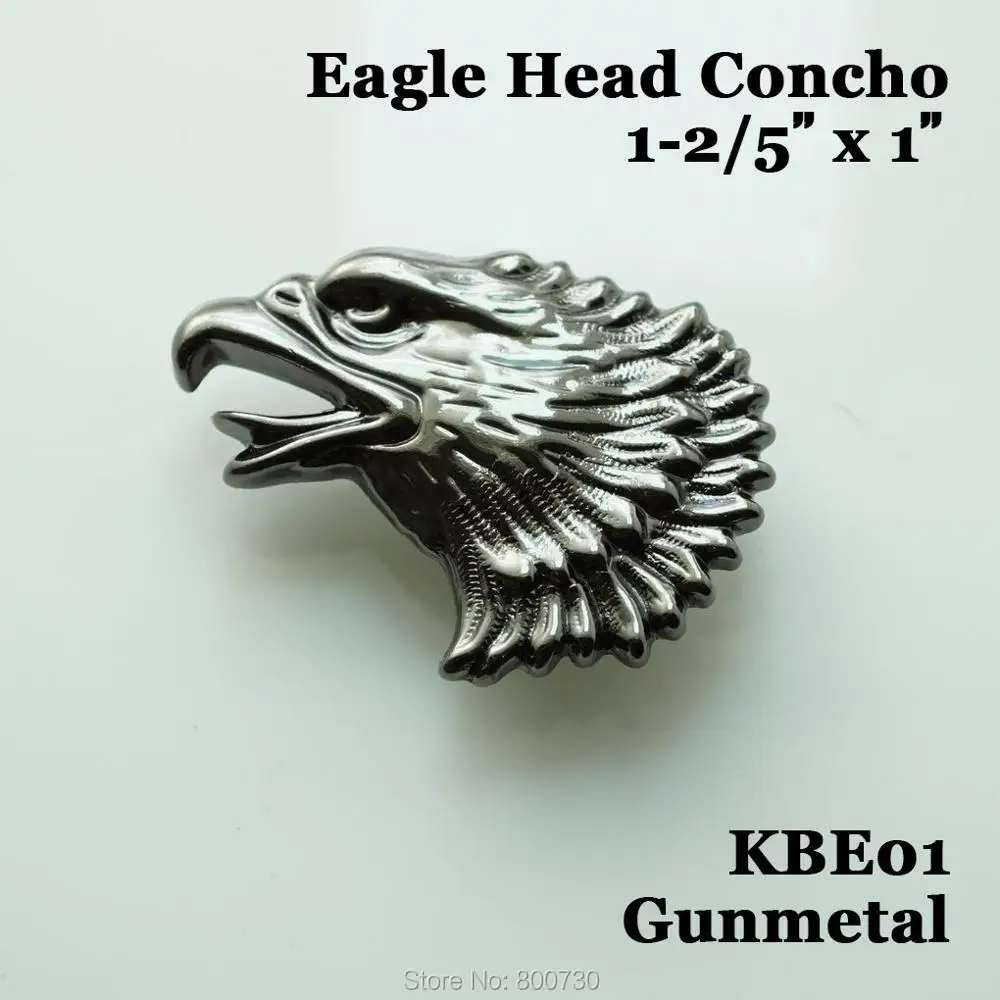 (KBE01) 10pc Western Concho Freedom Eagle Head Concho Left Gunmetal ...
