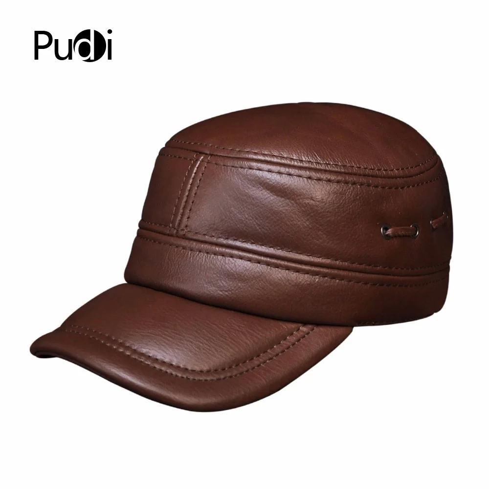 Hl081 Men's Genuine Leather Baseball Cap Brand New Winter Warm Real Cow ...