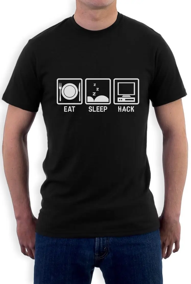 Top Tees Custom Any Logo Size Eat Sleep Hack Hacker Computer Programmer ...