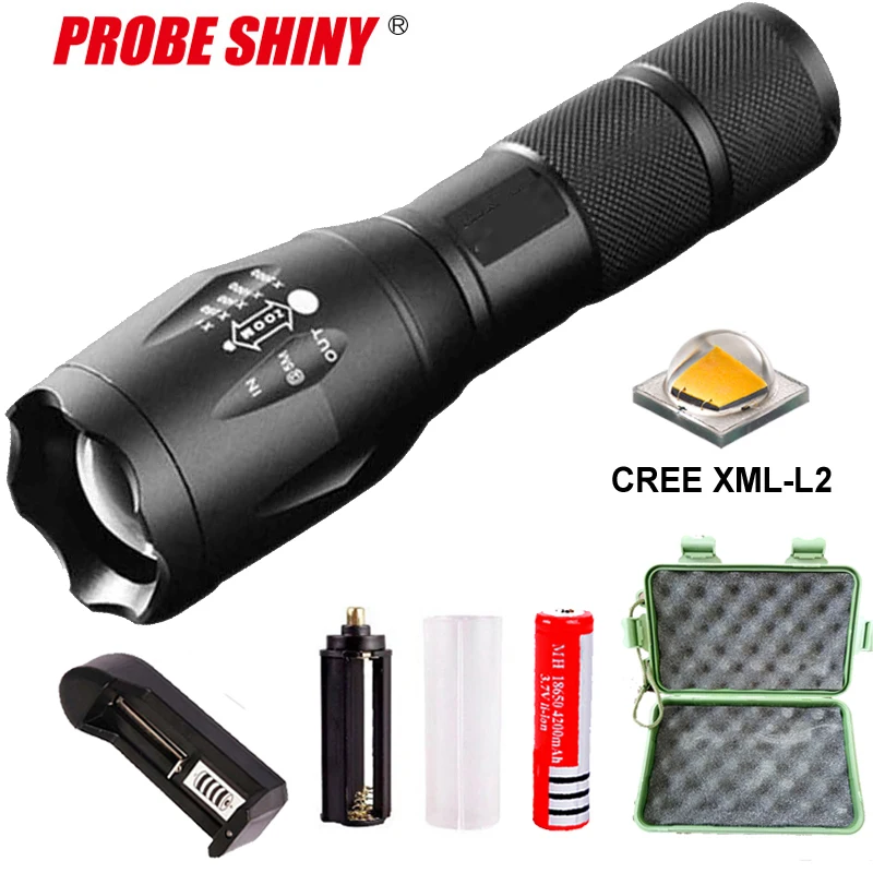 LED flashlight Tactical Flashlight 8000 Lumens CREE XM L2 Zoomable 5 ...