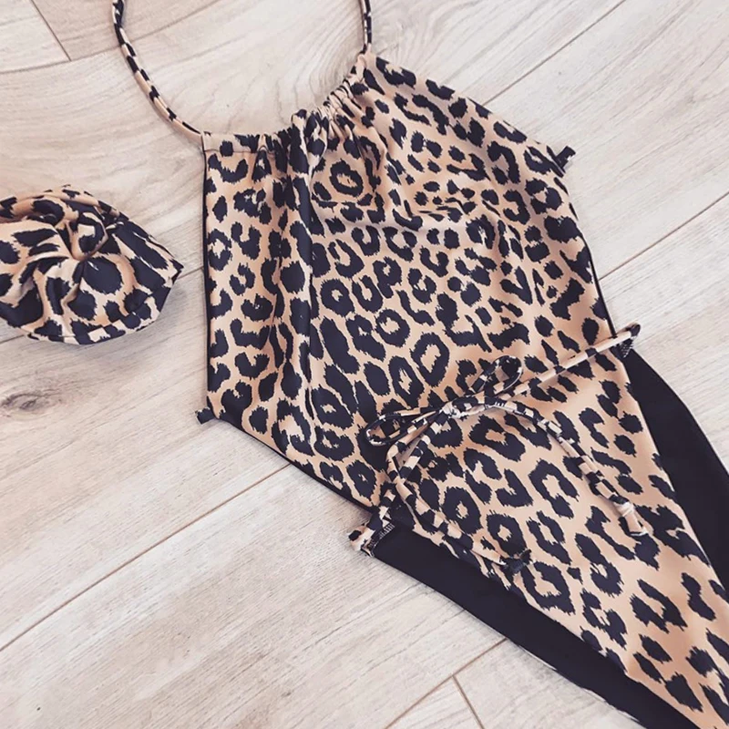 Misswim string monokini 섹시한 레오파드 프린트 원피스 수영복 여성 고삐 비키니 2019 패딩 수영복 여성 ...