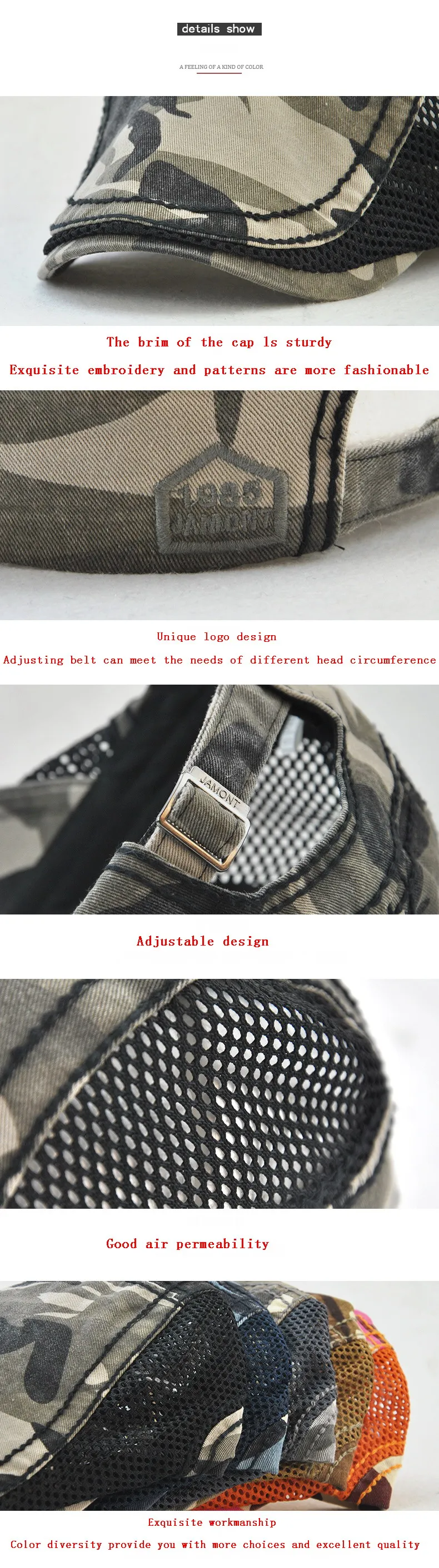 Jamont камуфляжная хлопковая кепка газетчика, летняя дышащая сетчатая ...