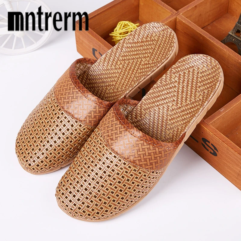 Mntrerm Zapatillas de ratán de bambú Natural para hombre, zapatos ...