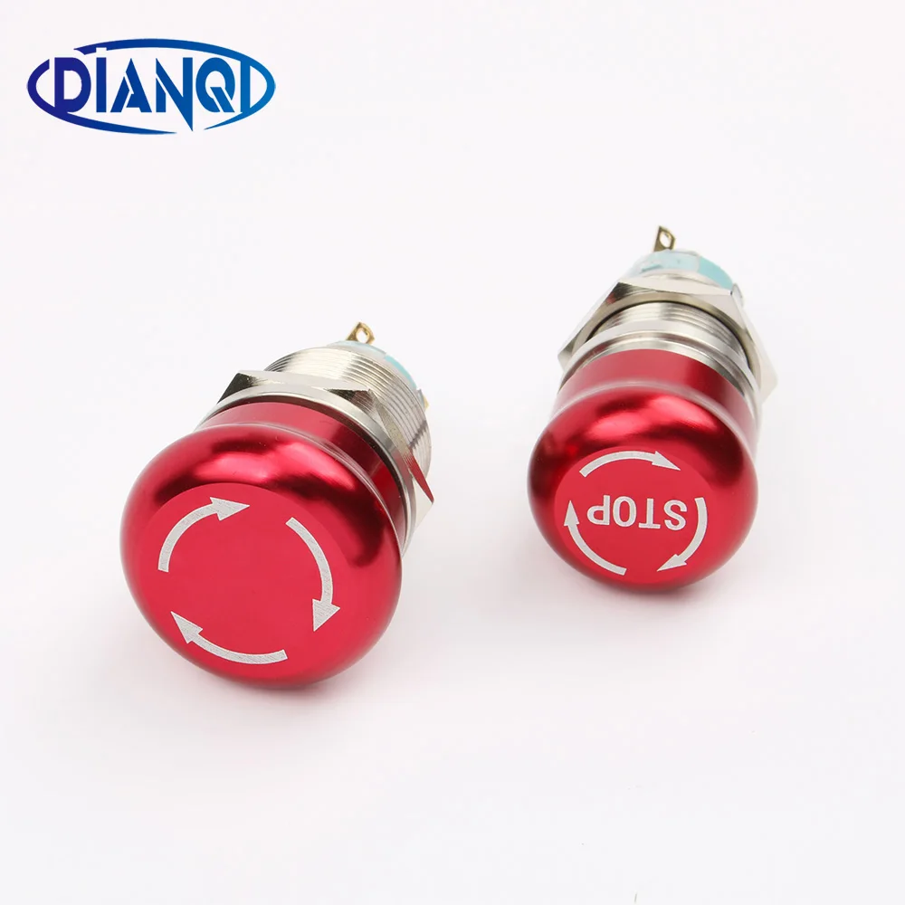 19mm 22mm Metal Waterproof aluminum Push Button Switch mushroom ...