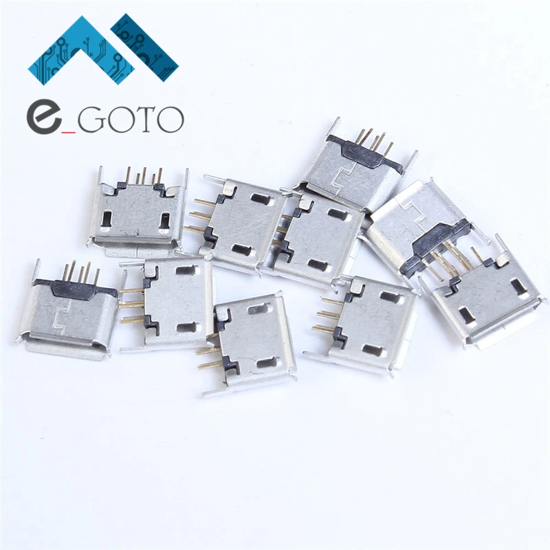 50pcs Mini Vertical Micro USB 5P 5pin Female Seat 180 Degree DIP Direct ...
