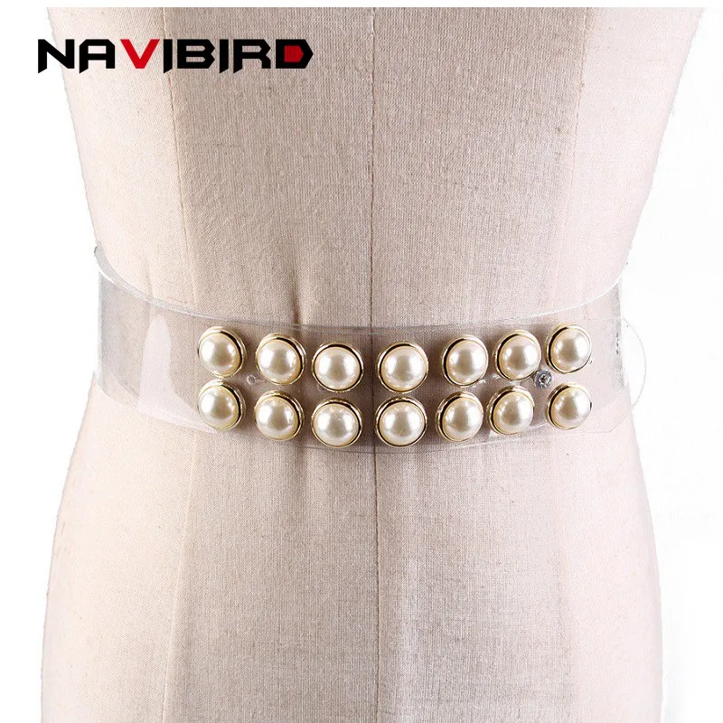 Summer New Pearl Designer Transparent Belt Women Wide Pvc Plastic ...