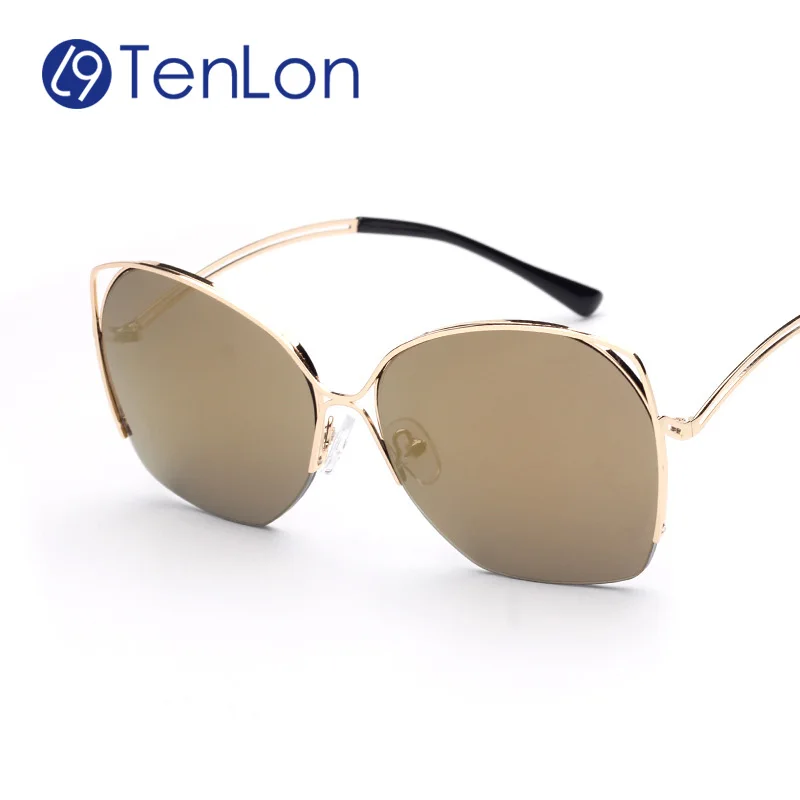 YYTZM Glasses Brand Hollow carved Half Rim Big Frame Women Sunglasses ...