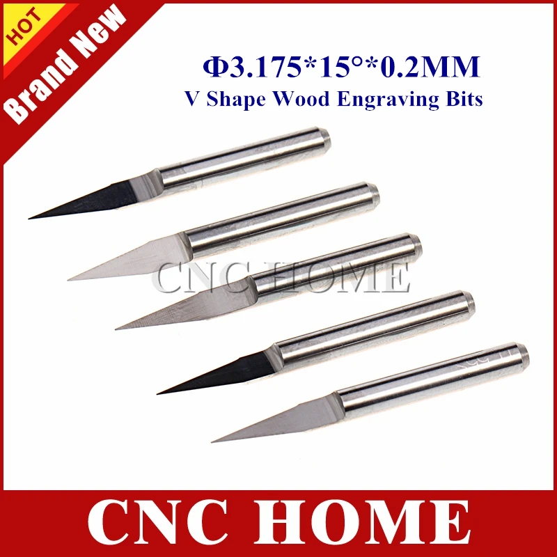 10pcs 3.175MM Shank 15 Degree 0.2mm Flat Bottom Wood Router Bits ...