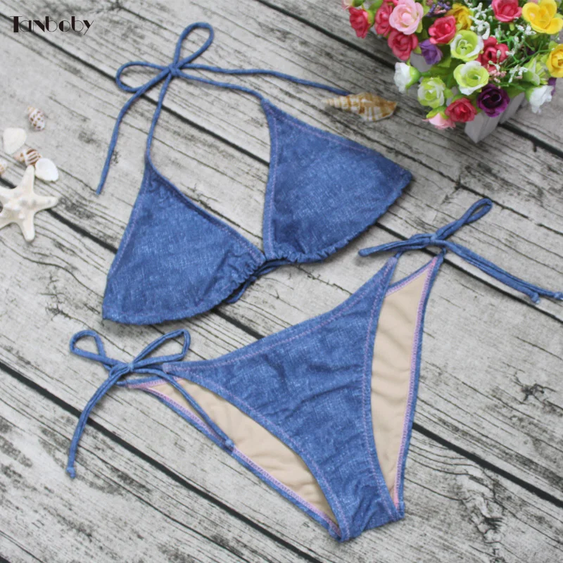 Womens Swimsuits Bikinis Set Brazilian Girl Sexy Blue Biquini 2 Pieces ...